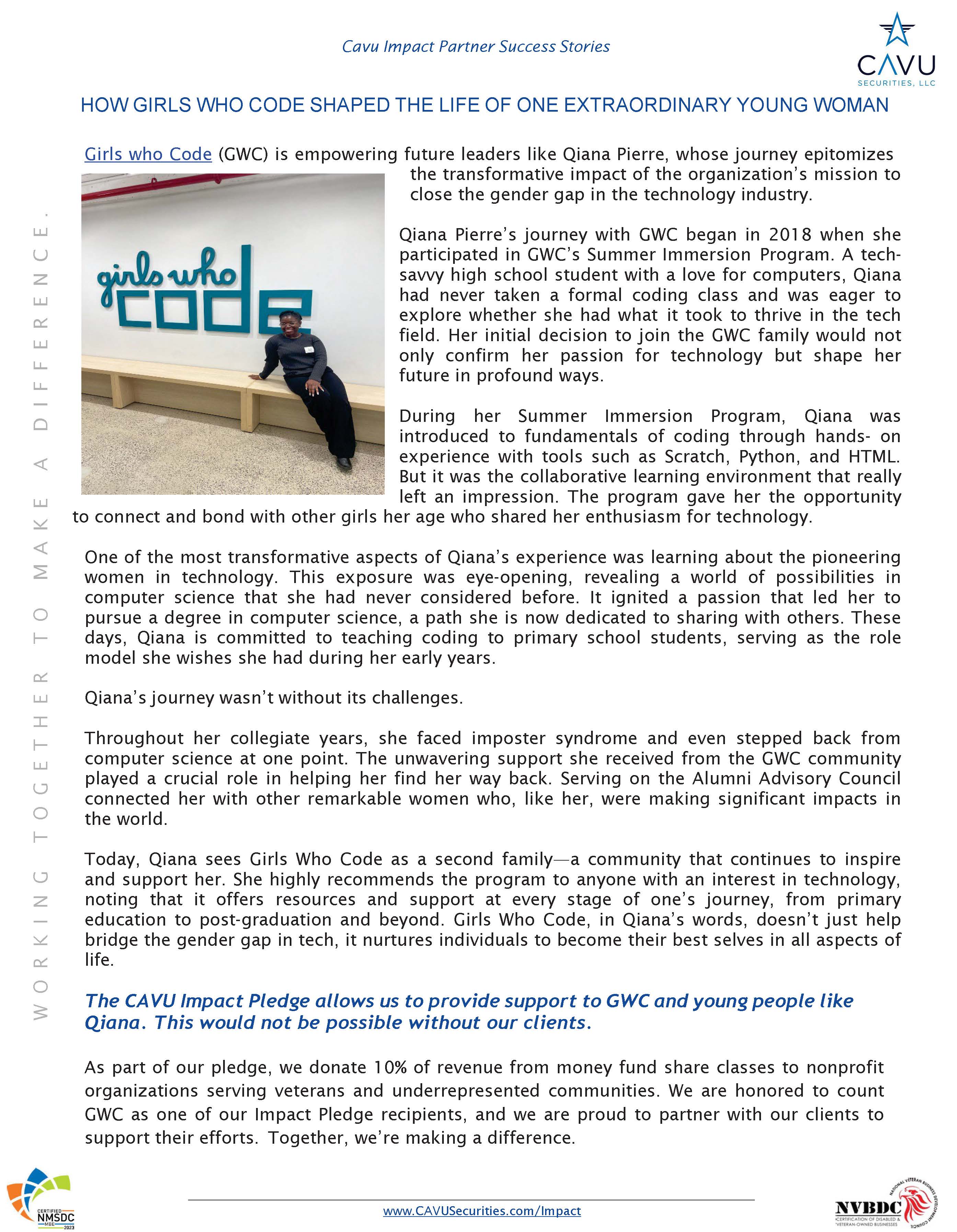 CAVU Impact Partners - Girls Who Code